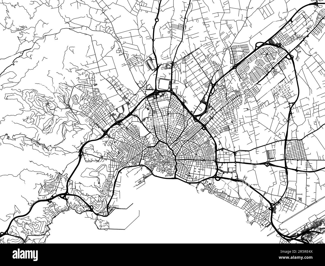 Road map of the city of Palma de Mallorca in Spain on a white ...