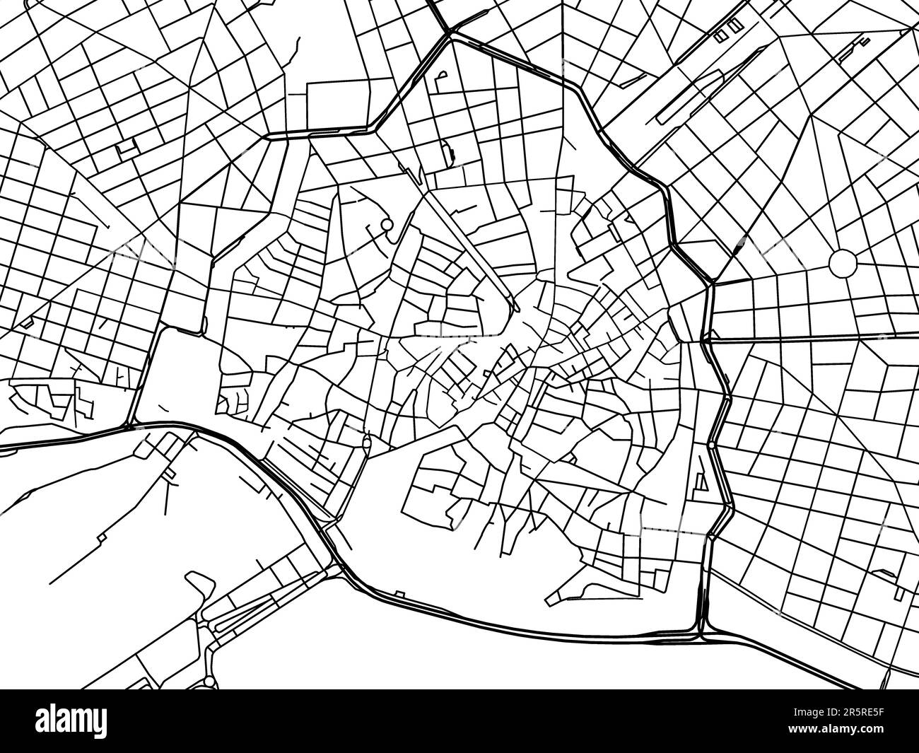Road map of the city of Palma de Mallorca Centro in Spain on a white ...