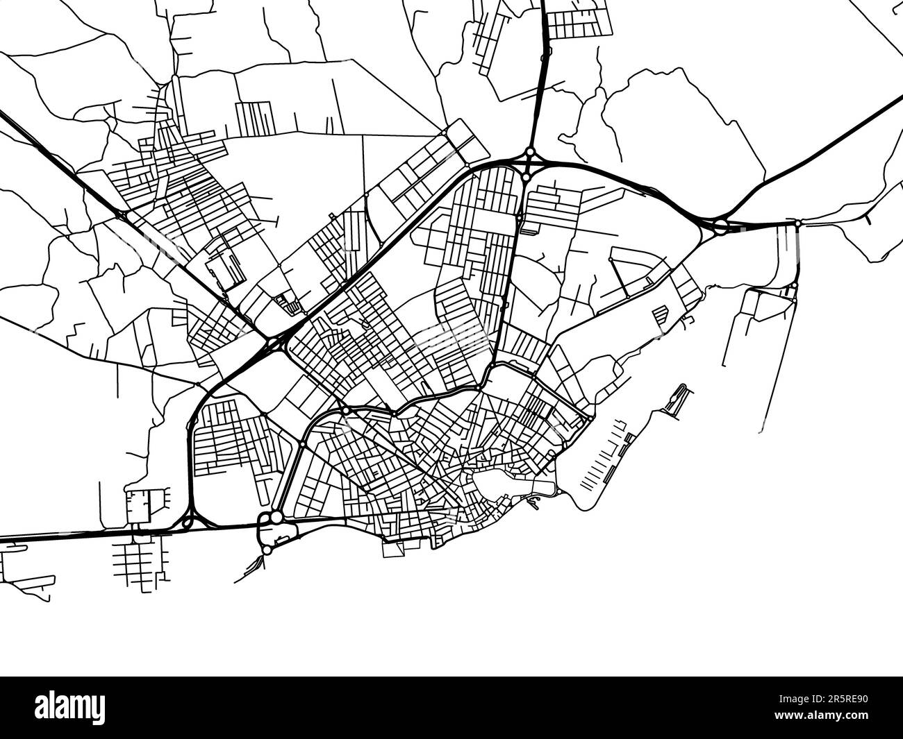 Road map of the city of Arrecife in Spain on a white background Stock ...