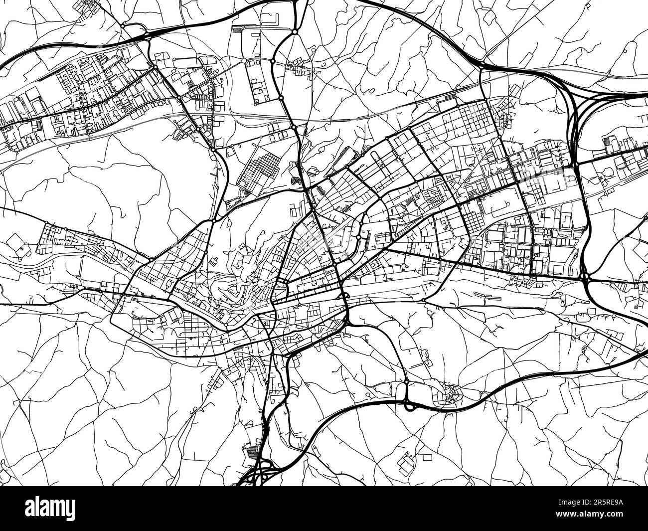 Vector road map of the city of Burgos in Spain on a white background ...