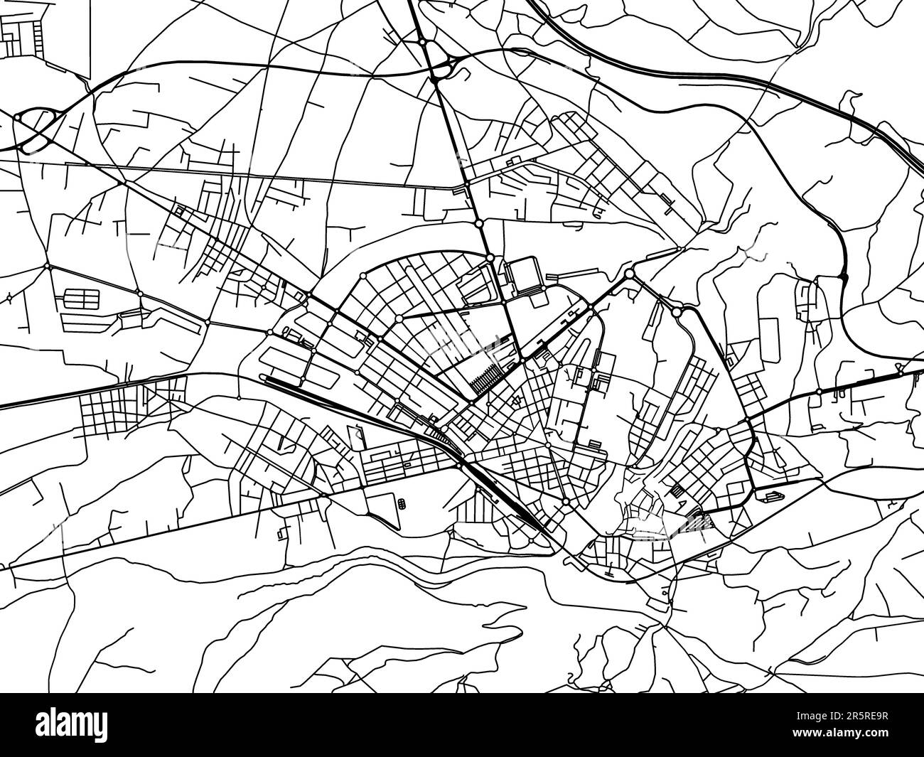 Vector road map of the city of Ponferrada in Spain on a white ...