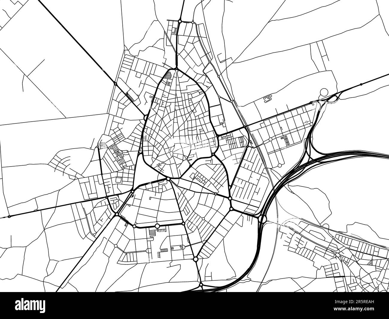 Vector road map of the city of Ciudad Real in Spain on a white ...
