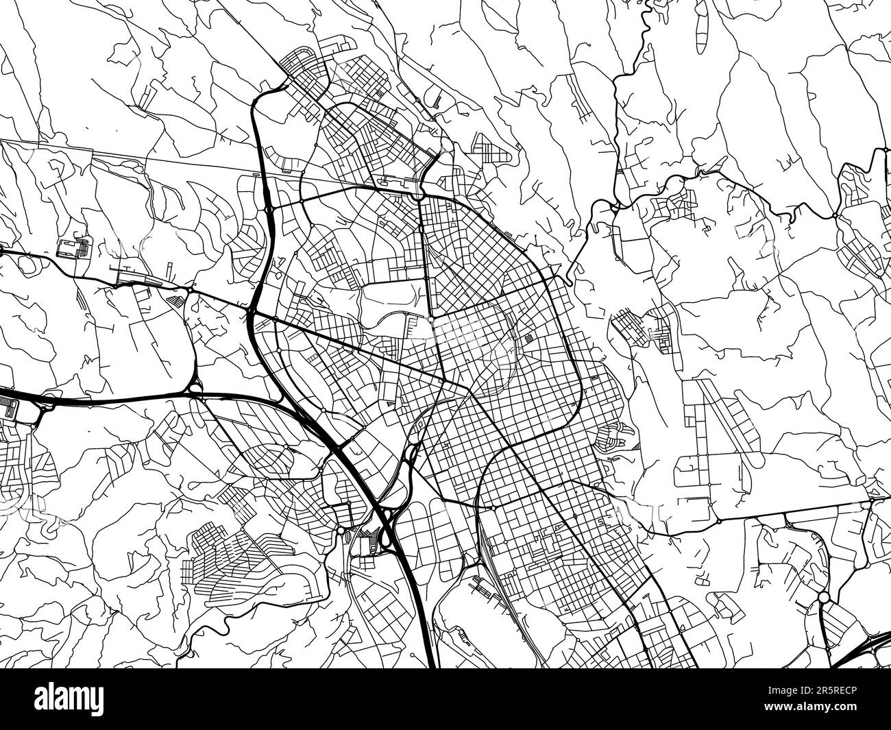 Vector road map of the city of Sabadell in Spain on a white background ...