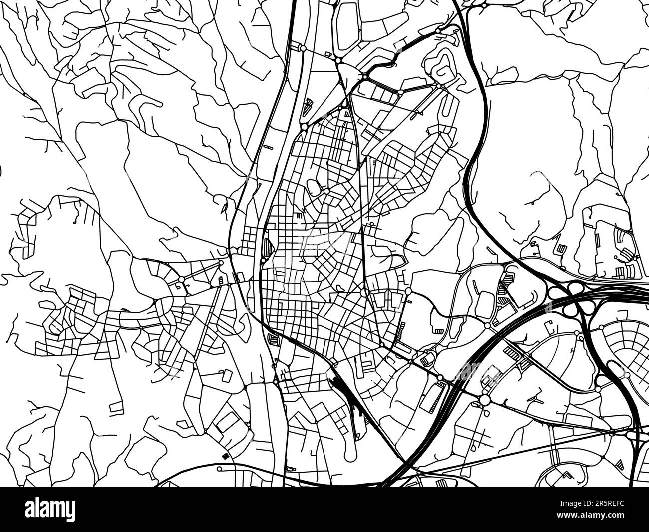 Vector road map of the city of Rubi in Spain on a white background ...