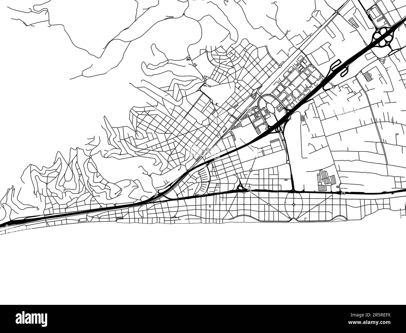 Vector road map of the city of Castelldefels in Spain on a white ...