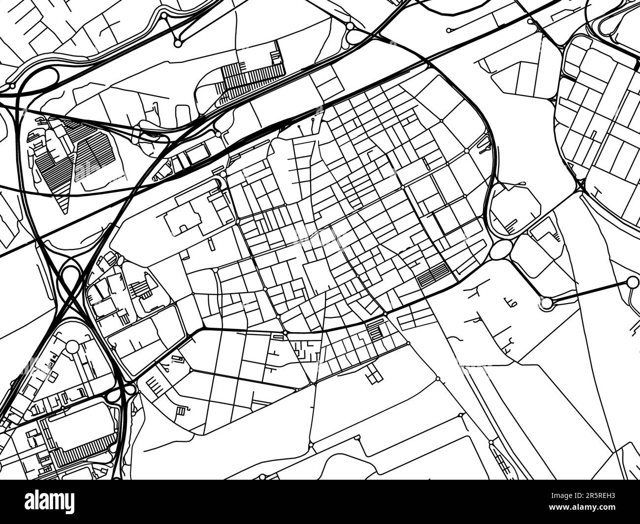 Vector road map of the city of El Prat de Llobregat in Spain on a white ...