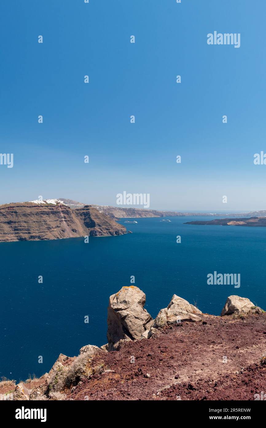 Santorini caldera view from coastal hiking trail Stock Photo - Alamy