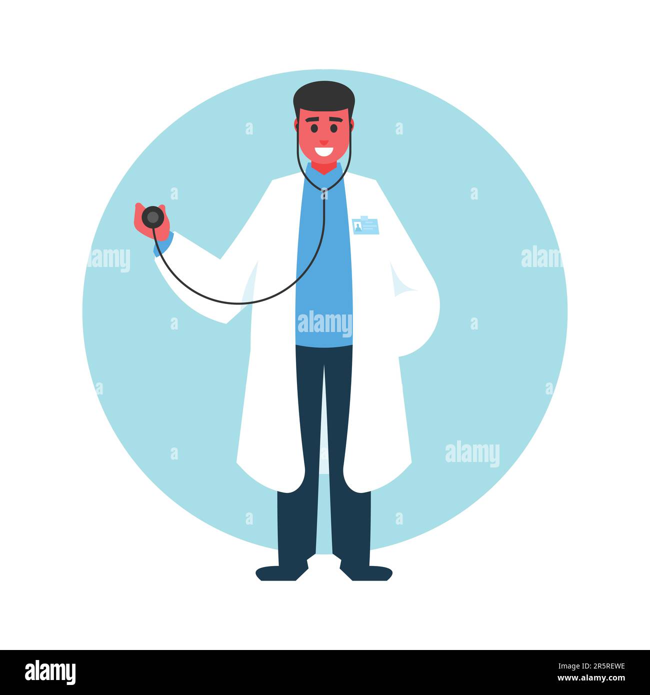 Doctor with stethoscope. Vector illustration in a flat style Stock ...