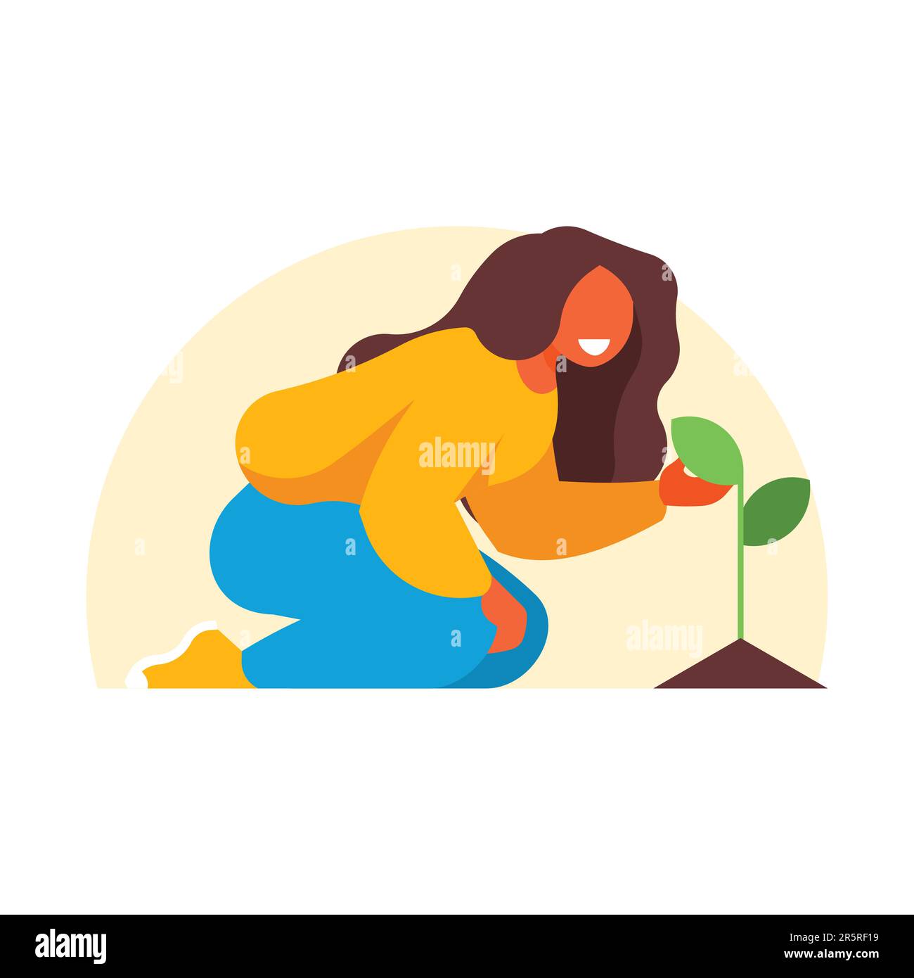 Gardening woman planting a tree Stock Vector Image & Art - Alamy