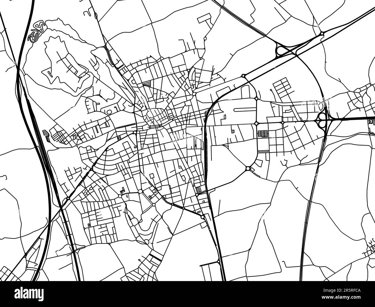 Vector road map of the city of Figueres in Spain on a white background ...
