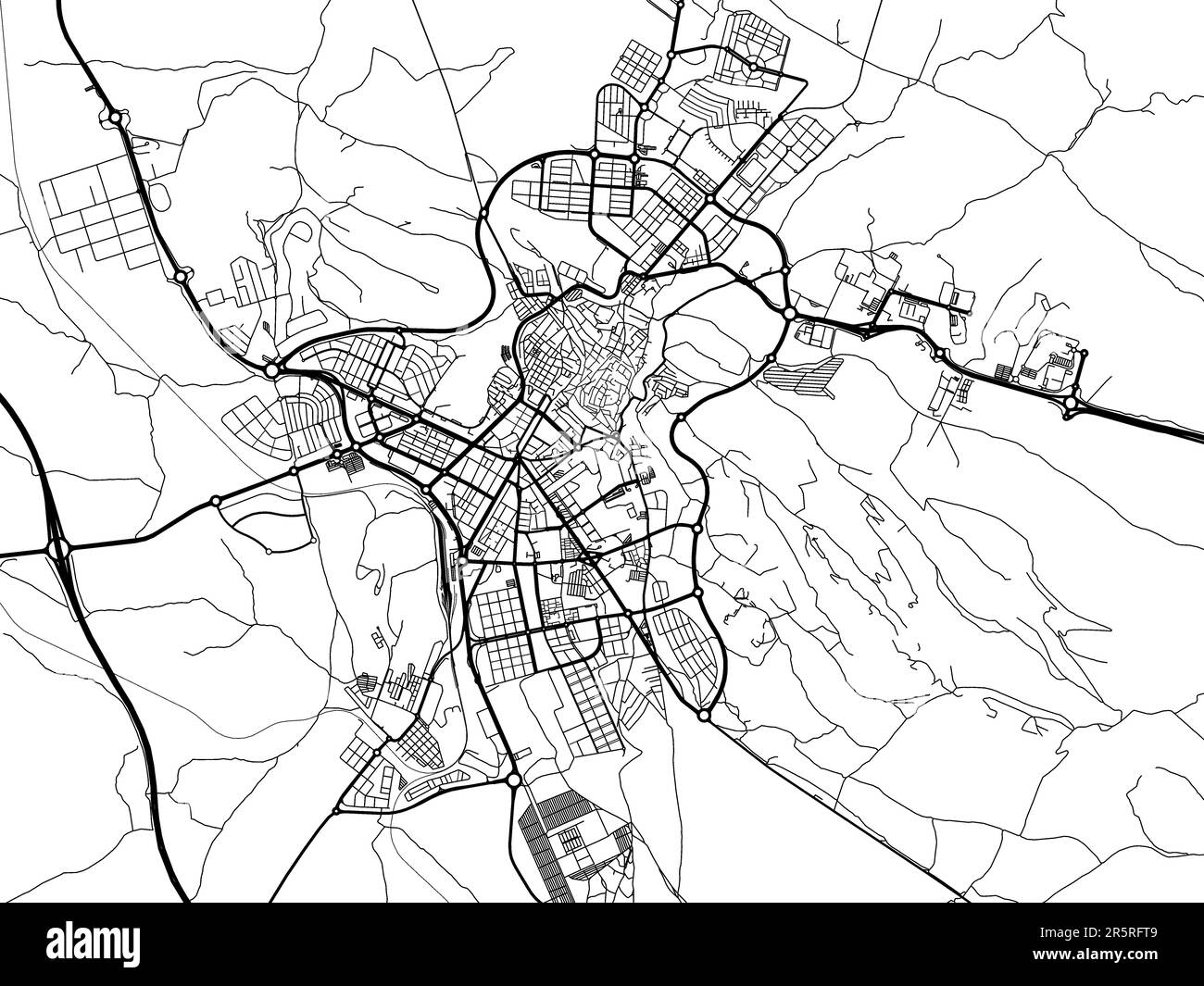 Vector road map of the city of Caceres in Spain on a white background ...