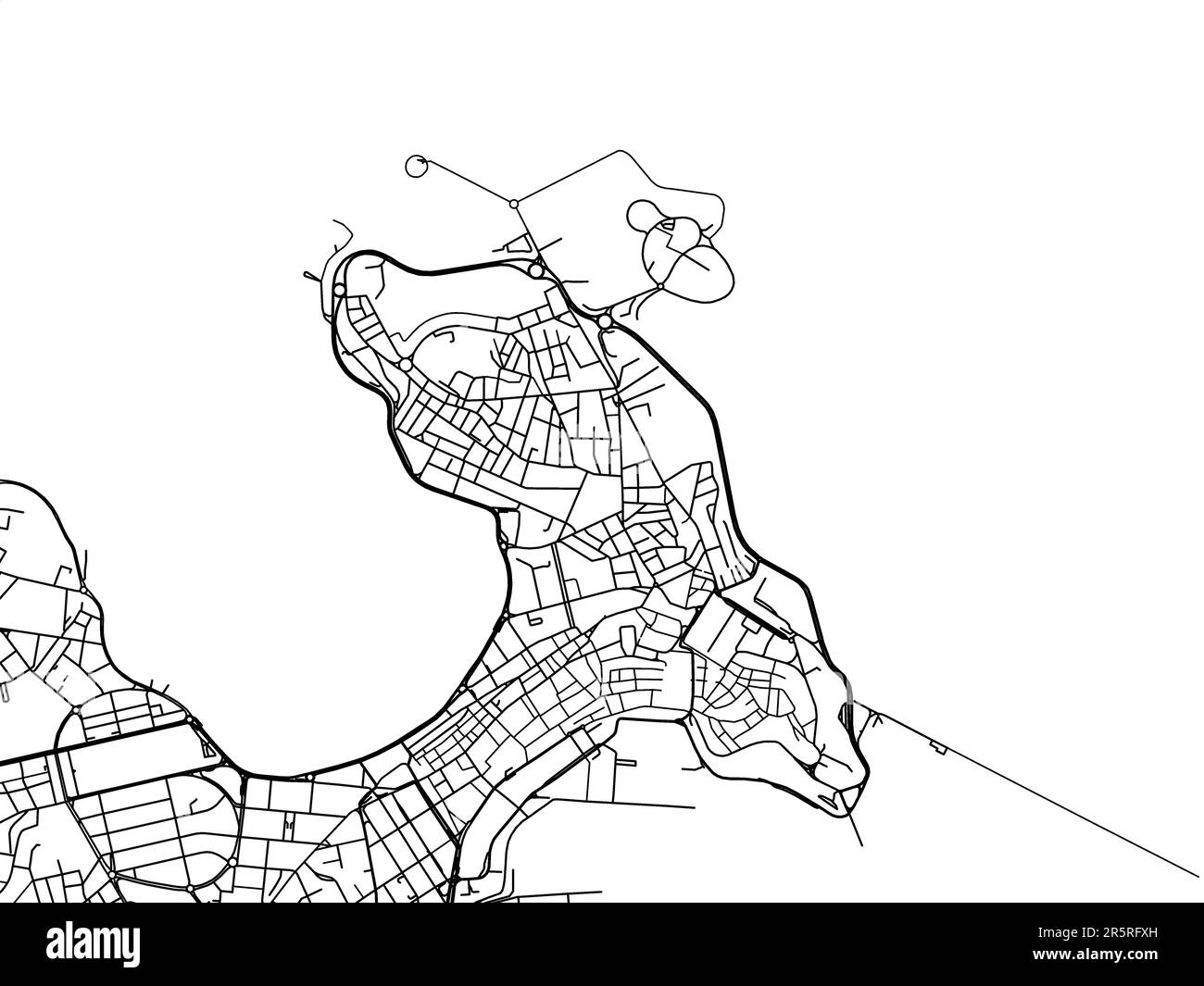 Vector road map of the city of A Coruna in Spain on a white background ...