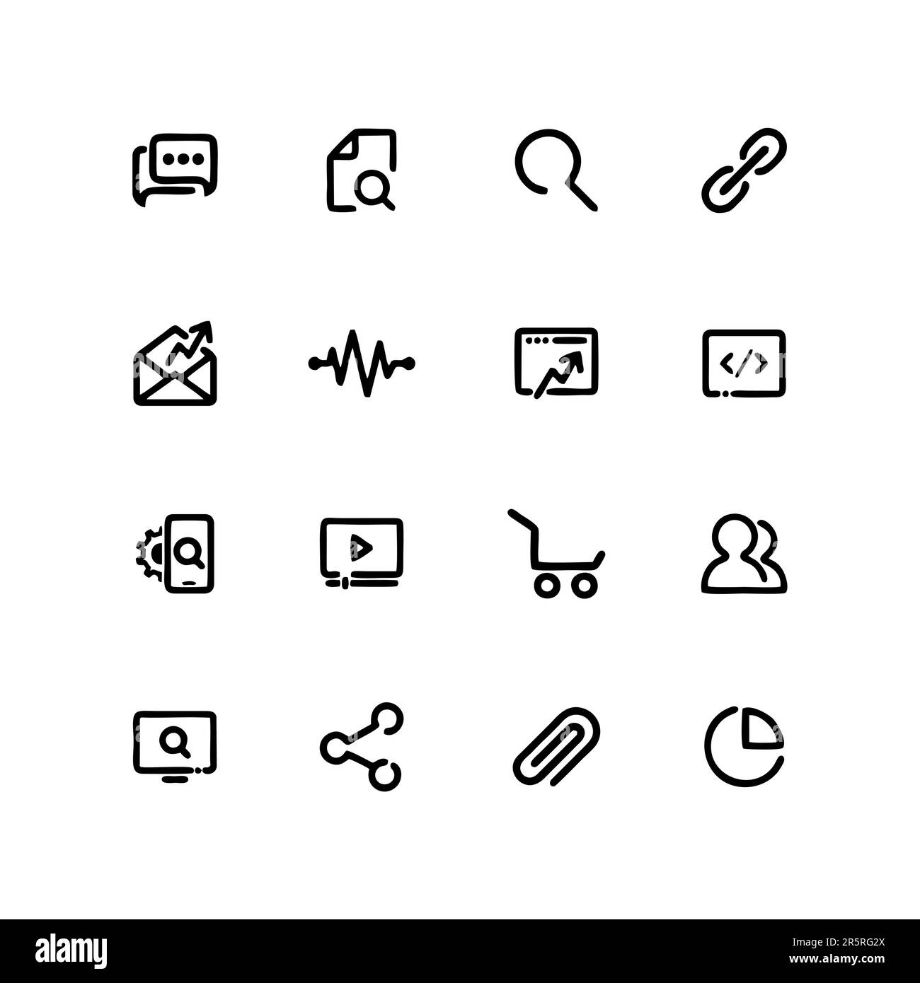 Outline Web Icons Set Search Engine Optimization Thin Line Web Icon Collection Simple Vector