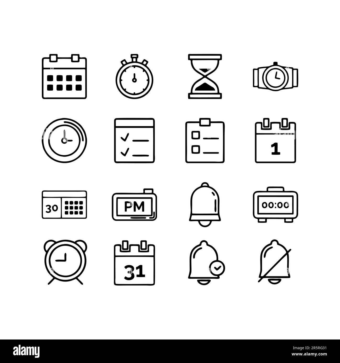 Time And Clock Line Icons Vector Linear Icon Set Stock Vector Image