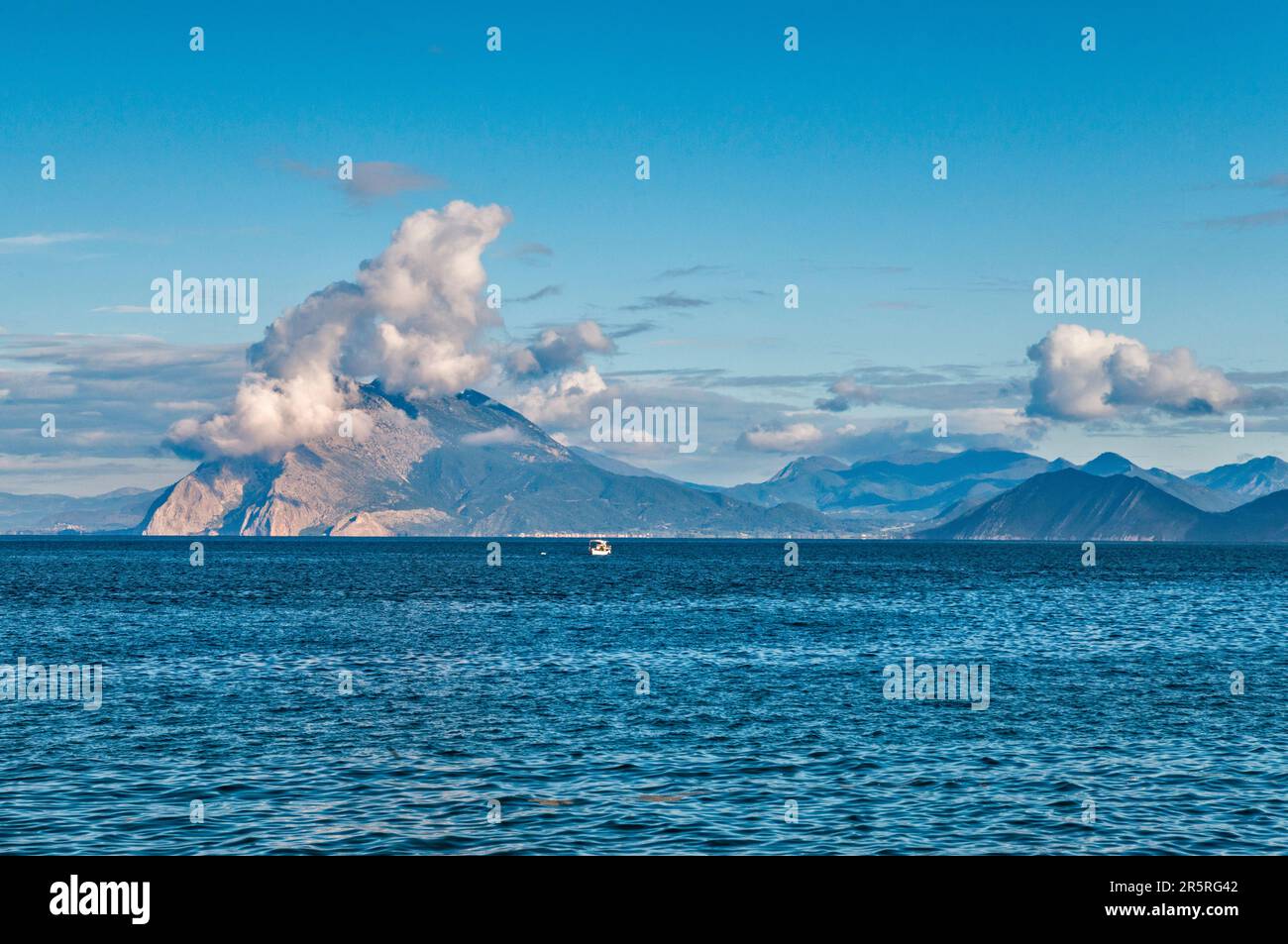 Arakynthos Mountains, Gulf of Patra, early morning, view from marina in ...