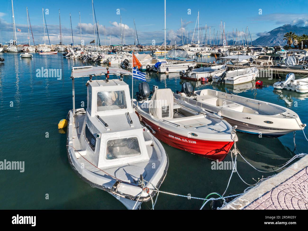 Boats at marina in Patra, Peloponnese peninsula, West Greece region ...