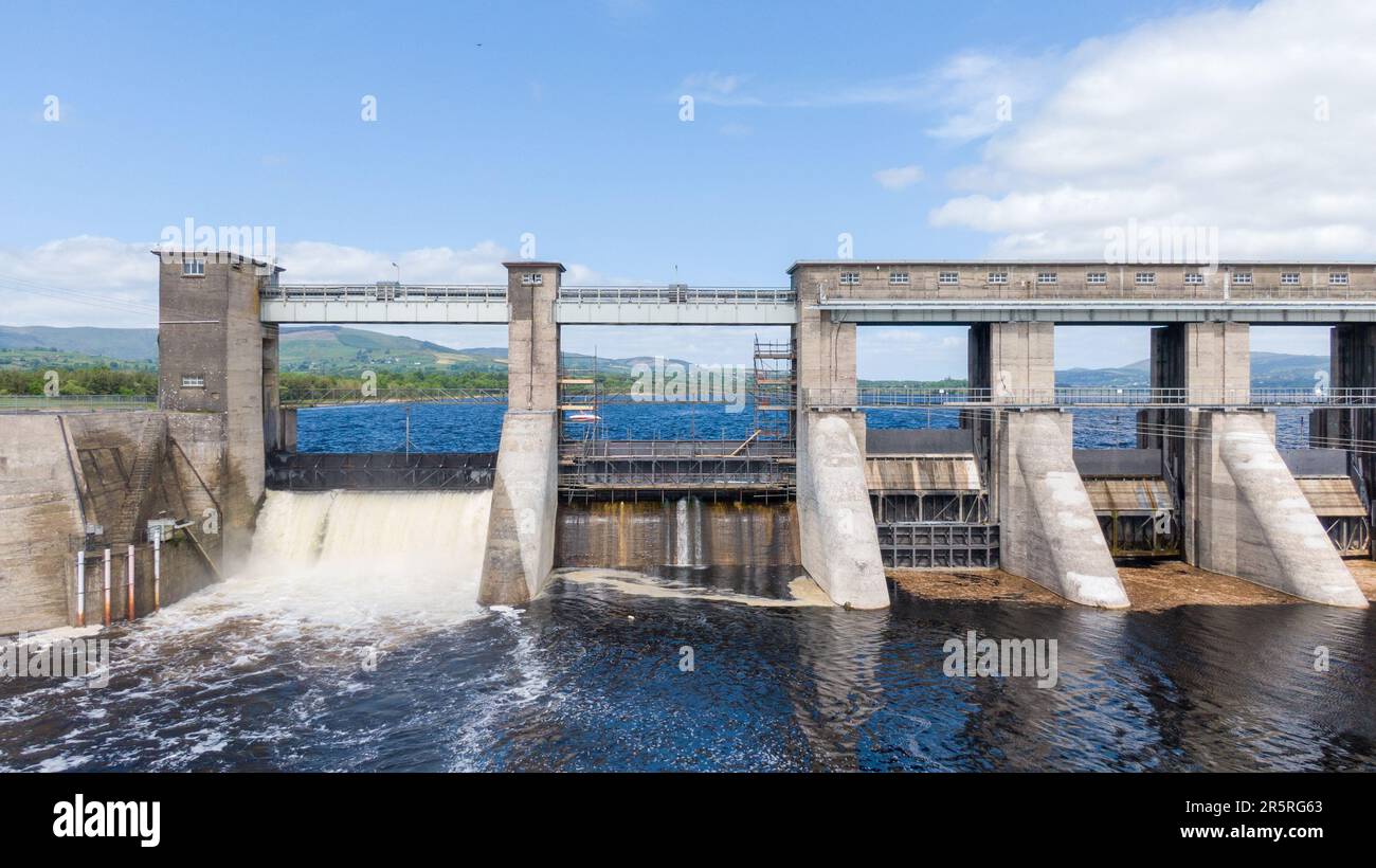 O'Brien's Bridge water dam, Clare Ireland -May,28, 2022,Parteen Weir in ...