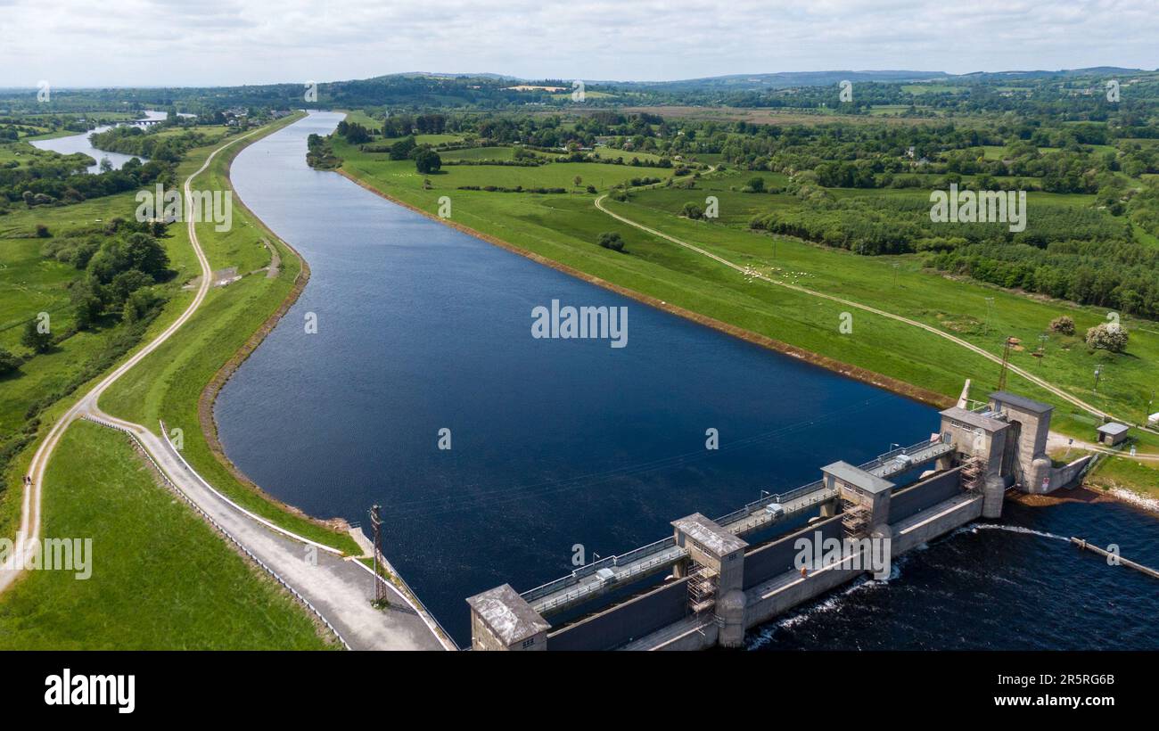O'Brien's Bridge water dam, Clare Ireland -May,28, 2022,Parteen Weir in ...