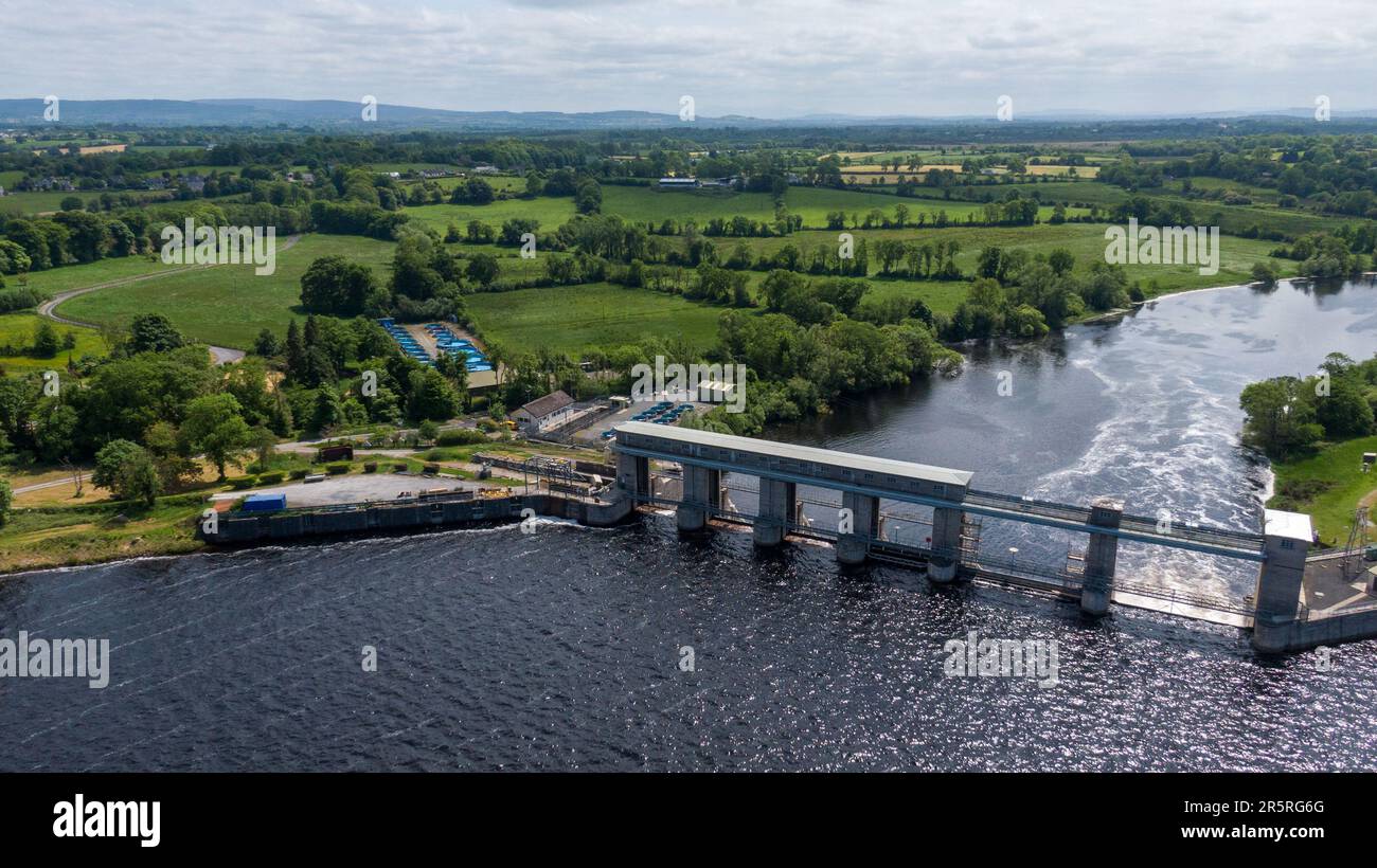 O'Brien's Bridge water dam, Clare Ireland -May,28, 2022,Parteen Weir in ...