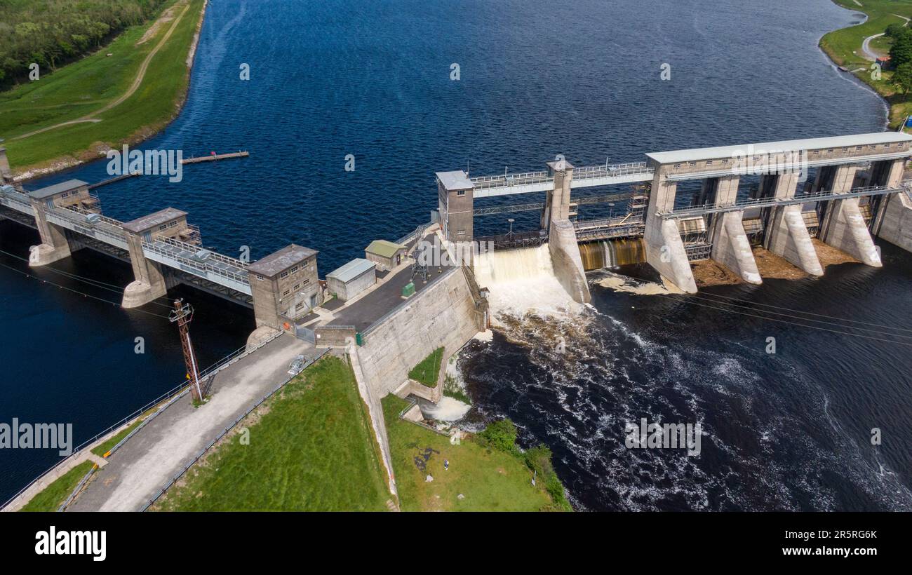 O'Brien's Bridge water dam, Clare Ireland -May,28, 2022,Parteen Weir in ...