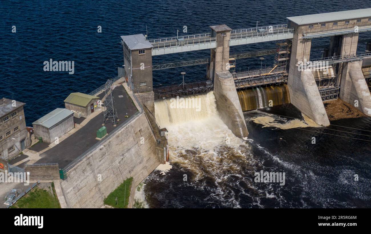 O'Brien's Bridge water dam, Clare Ireland -May,28, 2022,Parteen Weir in ...