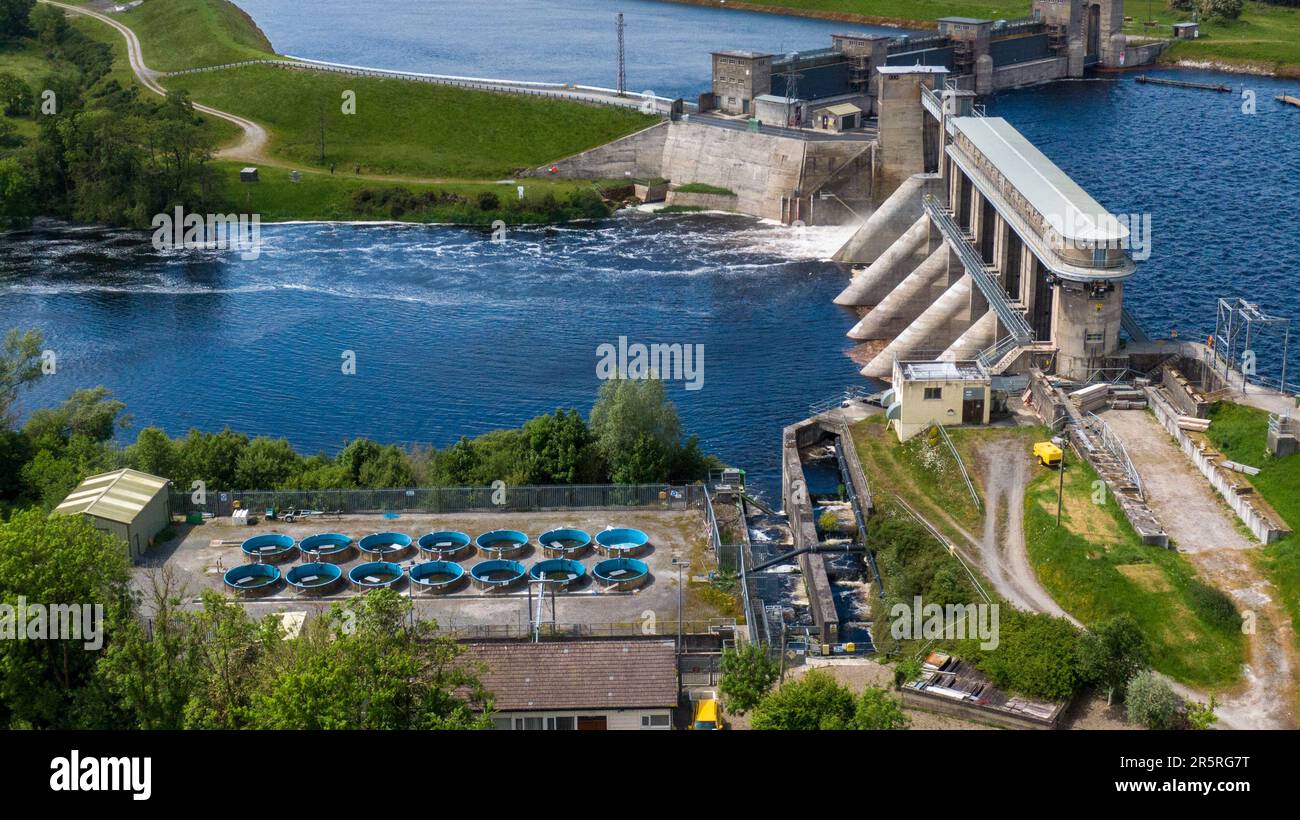 O'Brien's Bridge water dam, Clare Ireland -May,28, 2022,Parteen Weir in ...