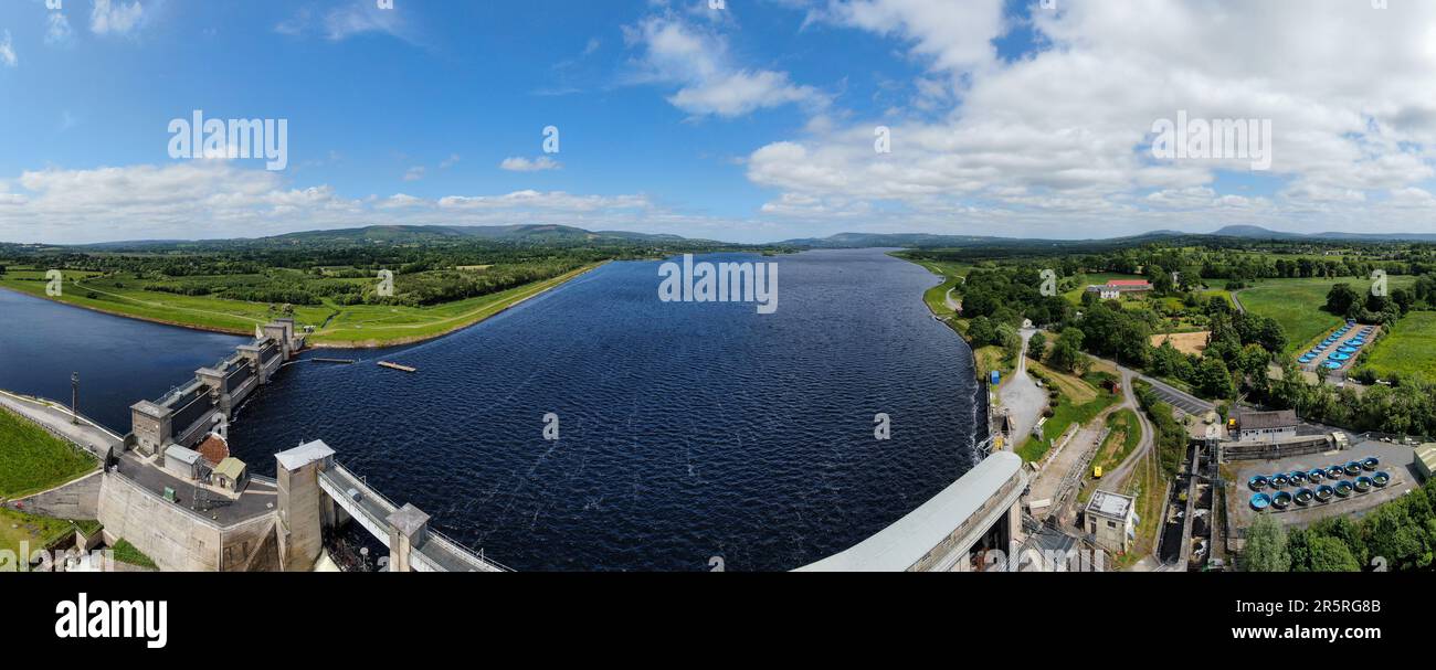 O'Brien's Bridge water dam, Clare Ireland -May,28, 2022,Parteen Weir in ...