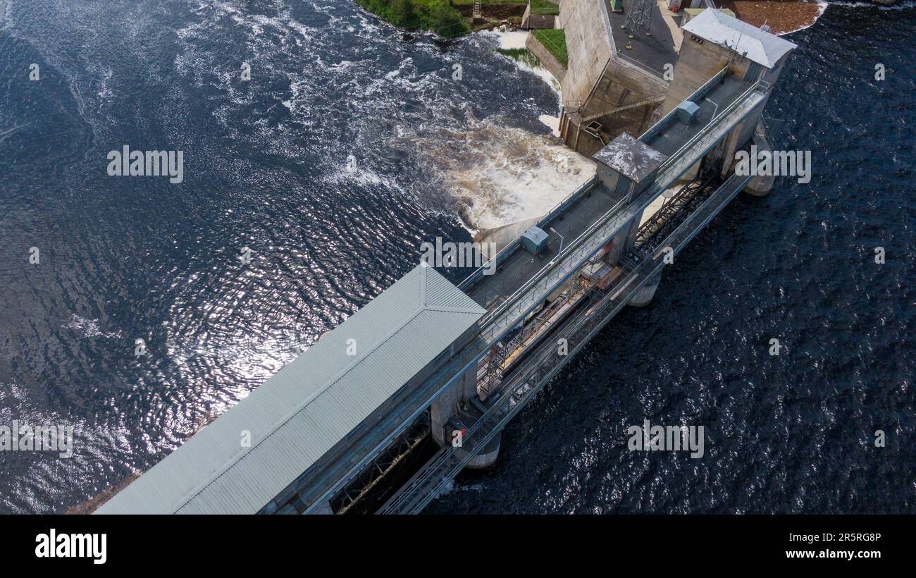 O'Brien's Bridge water dam, Clare Ireland -May,28, 2022,Parteen Weir in ...