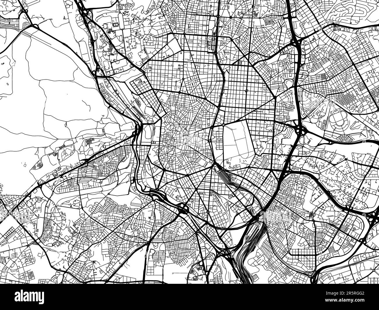 Vector road map of the city of Madrid in Spain on a white background ...