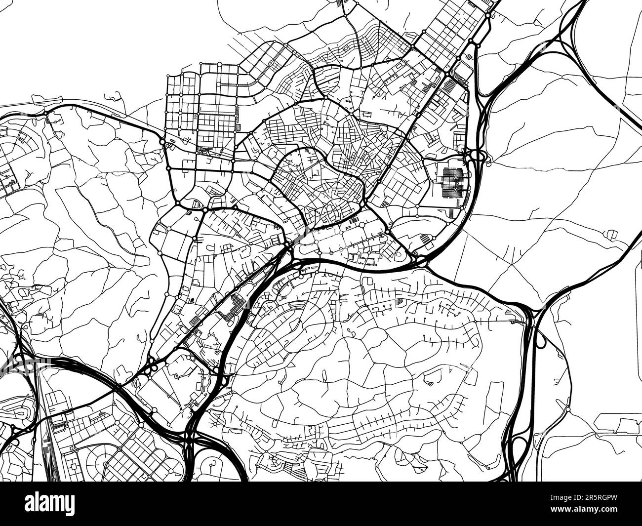 Vector road map of the city of Alcobendas in Spain on a white ...
