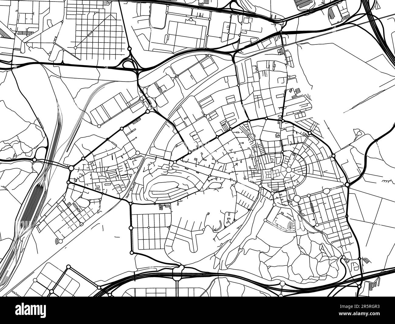 Vector road map of the city of Coslada in Spain on a white background ...