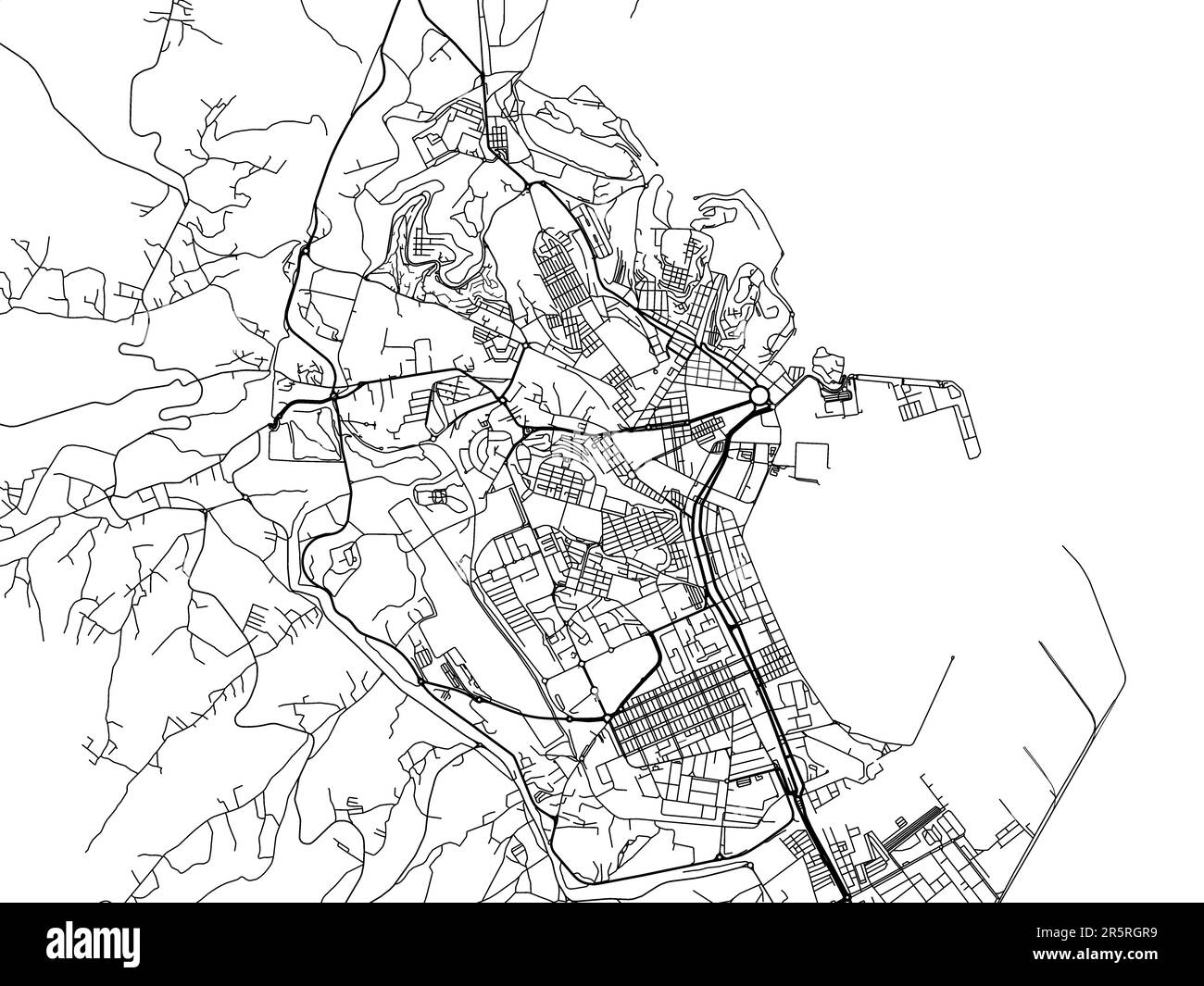 Vector road map of the city of Melilla in Spain on a white background ...
