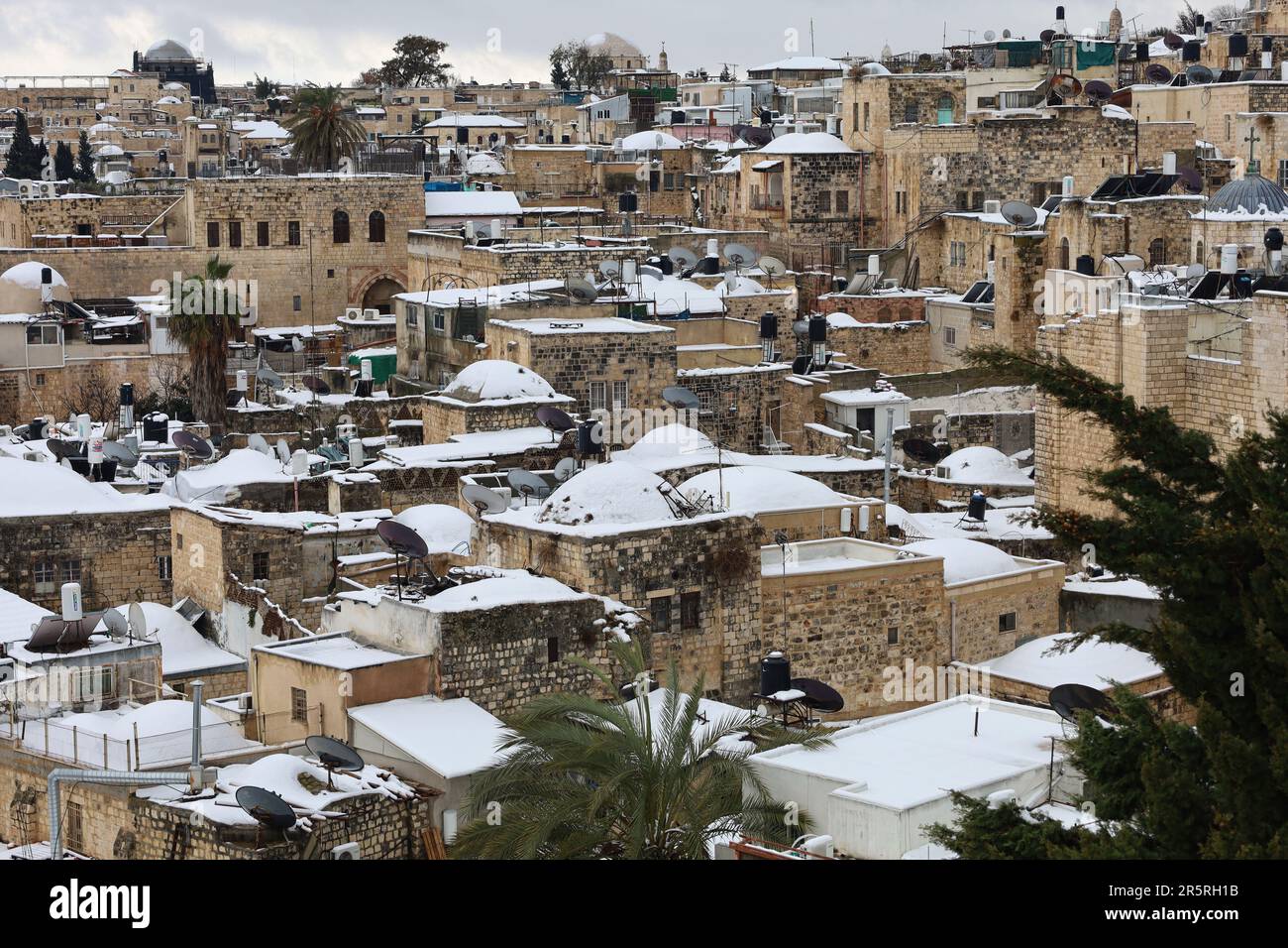 A stunning aerial view of Jerusalem's Old City on a crisp winter day ...