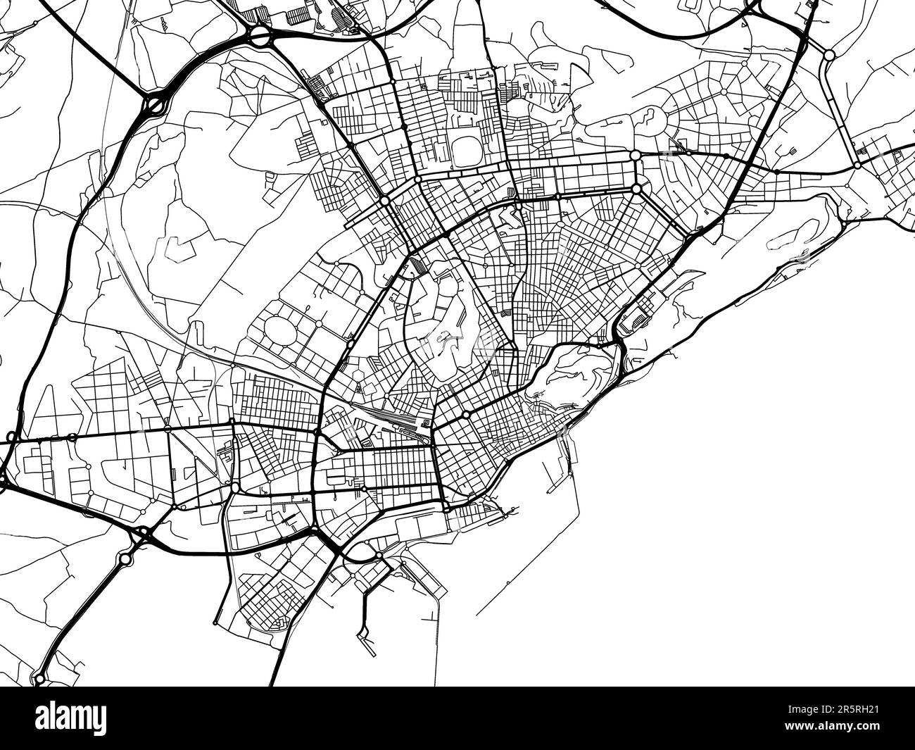 Vector road map of the city of Alicante in Spain on a white background ...