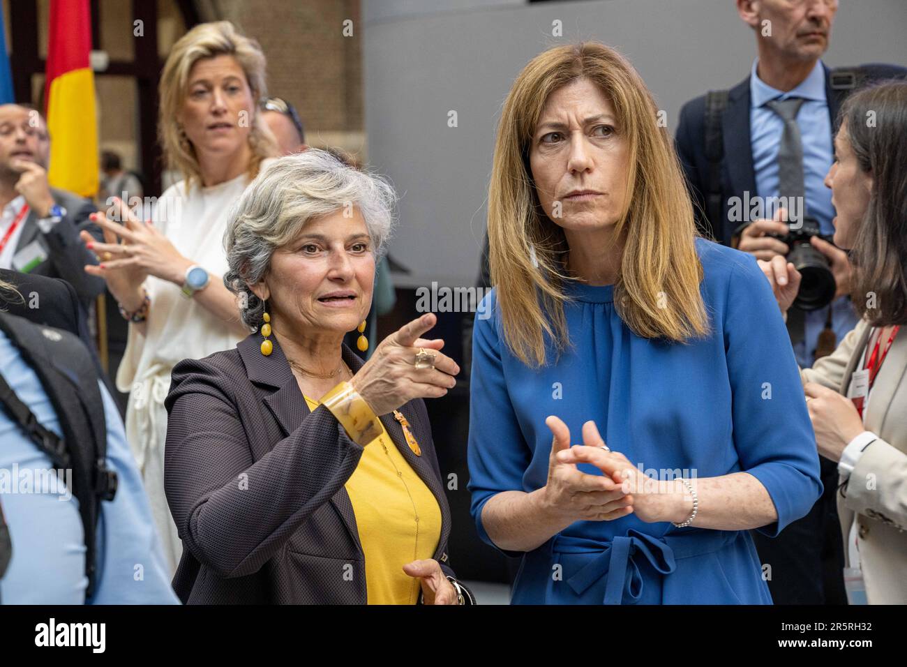 Adminstrator of the Drug Enforcement Administration Anne Milgram (R) is ...