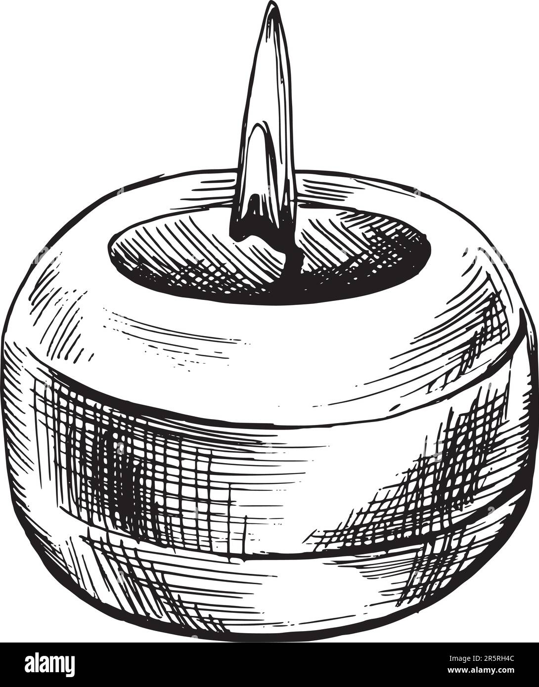 A round candle with a flame . Hand-drawn graphics illustration. Eps ...
