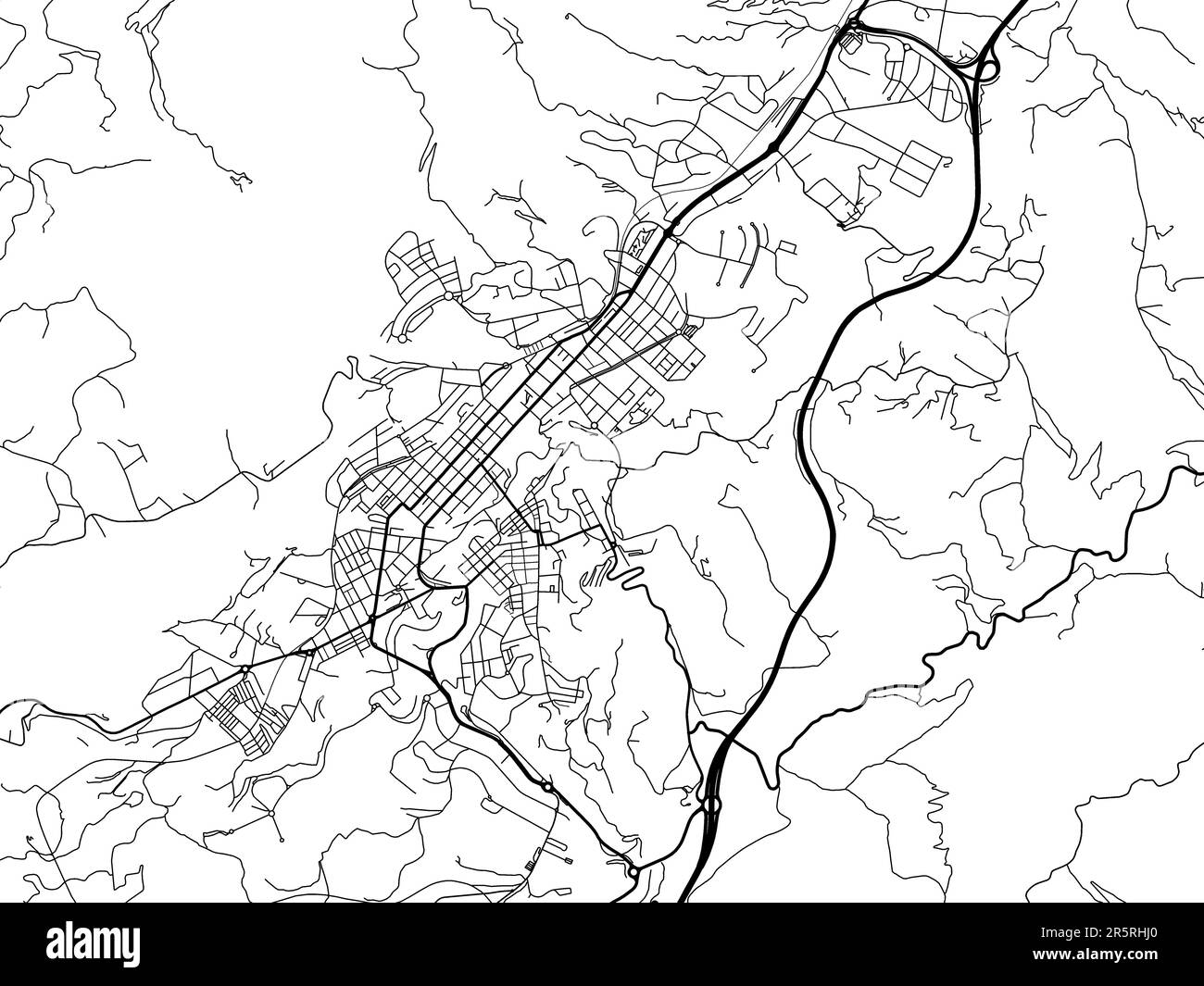 Vector road map of the city of Alcoy in Spain on a white background ...
