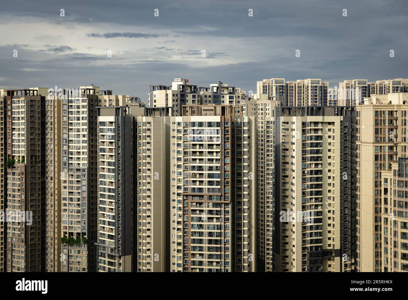 Sunlight shining on residential buildings in Chengdu at sunrise Stock ...