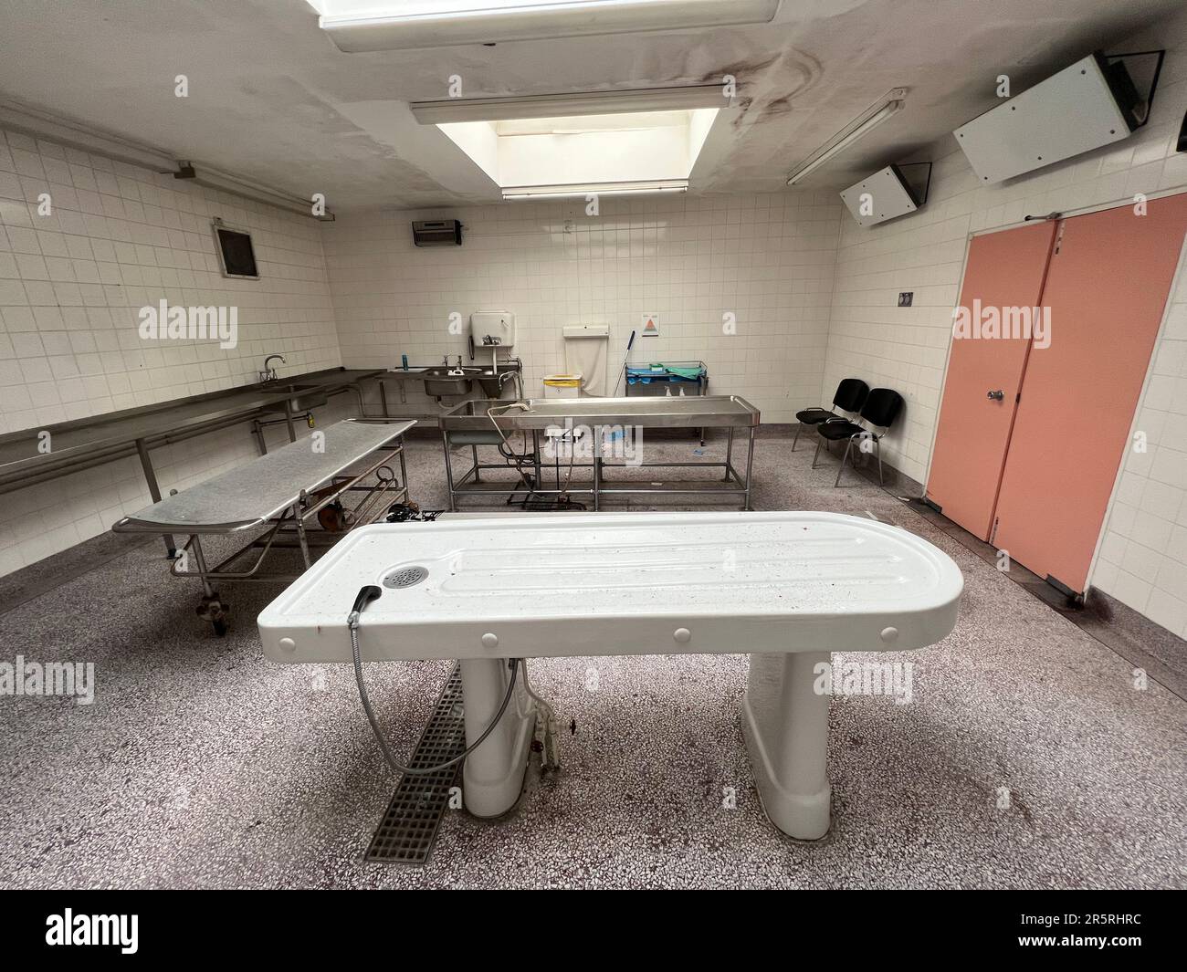 Equipment and tables have been left behind. BELFAST, NORTHERN IRELAND ...