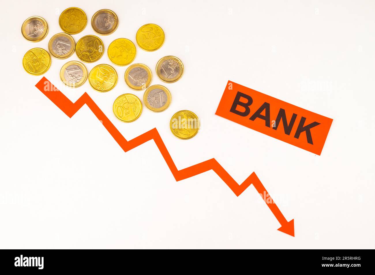 Descending red line, word Bank. Bank failure and economic and financial ...