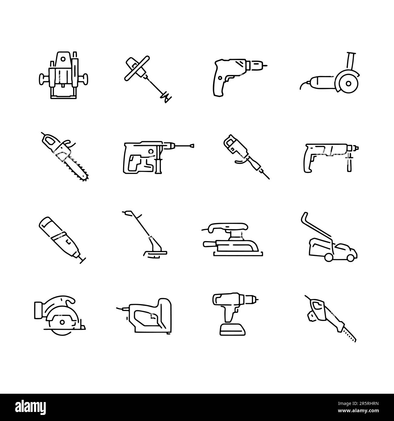 Power tools line icon set. Isolated signs on white background Stock ...