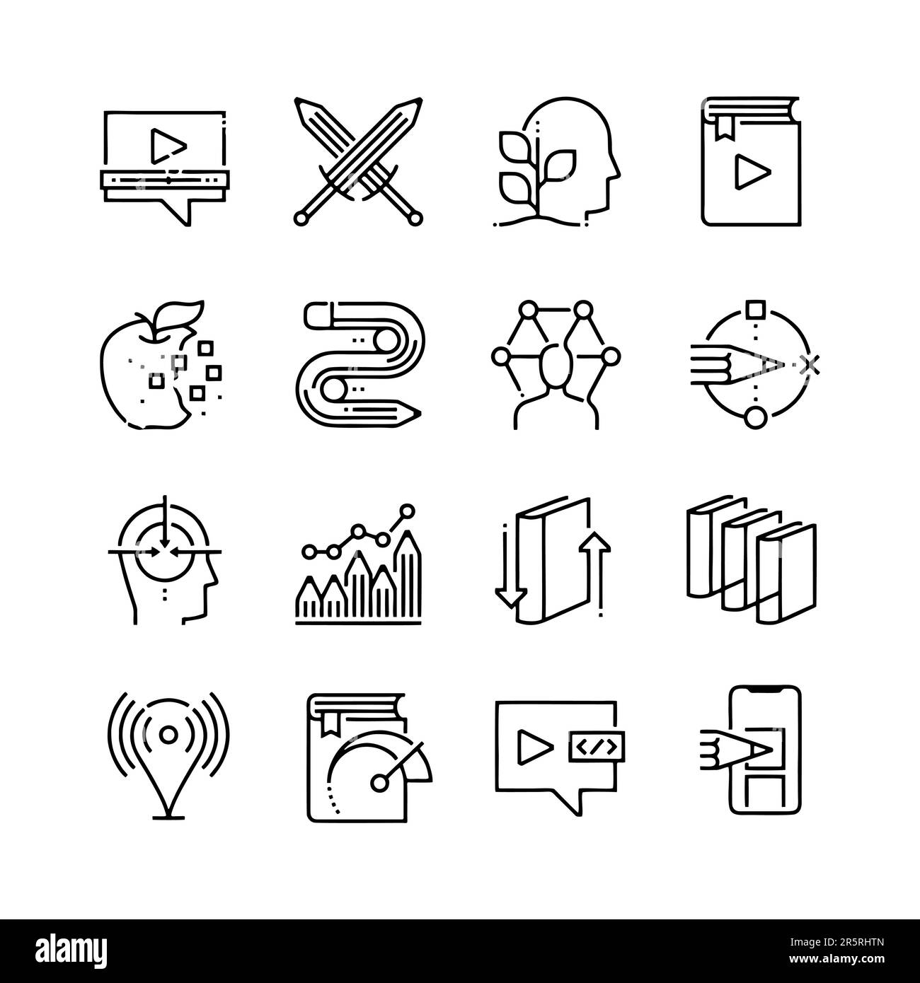 Learning and Education icon set in thin line style Stock Vector Image ...