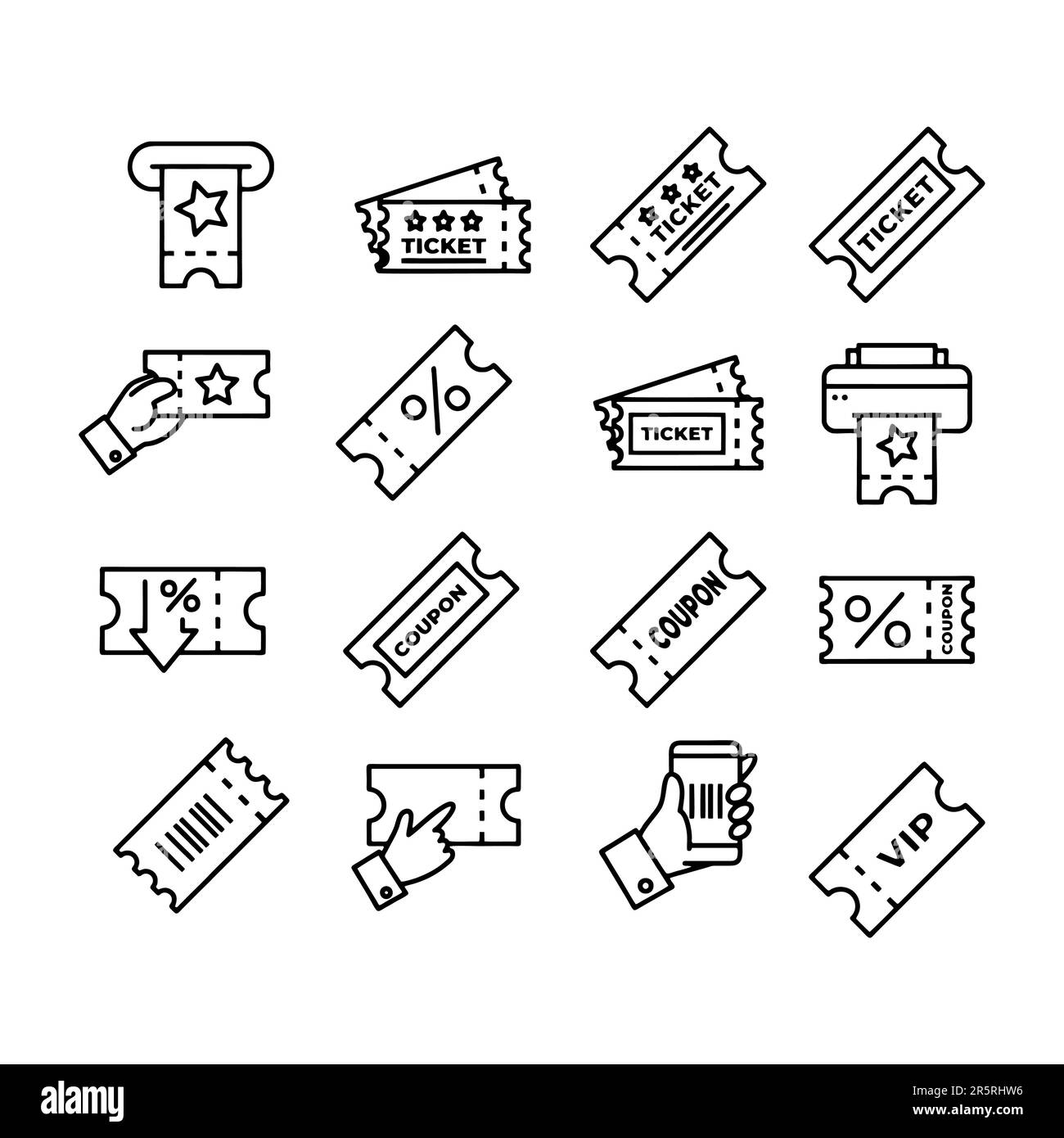 Simple Set of Tickets Related Vector Line Icons Stock Vector Image ...