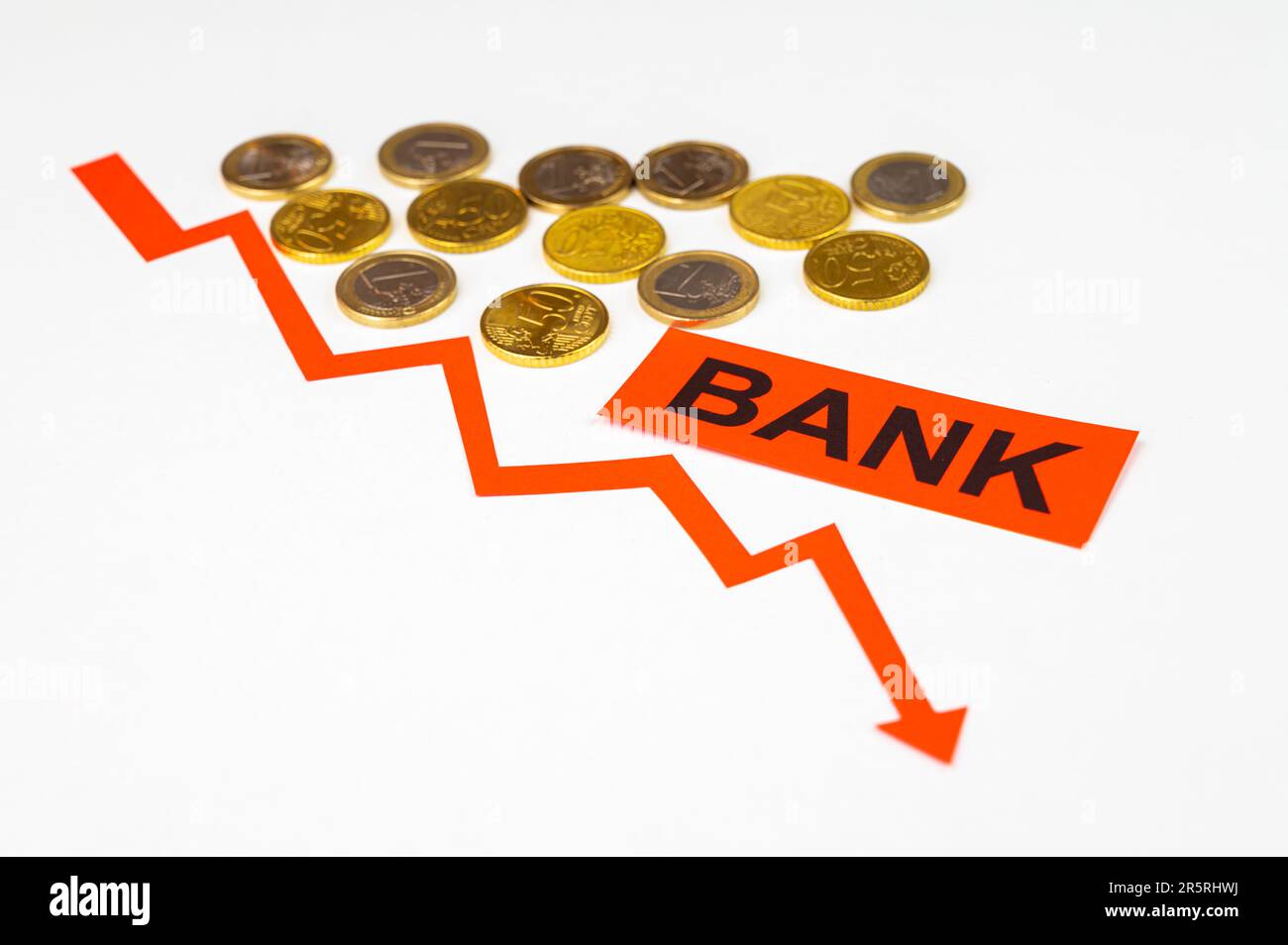Descending red line, word Bank. Bank failure and economic and financial ...