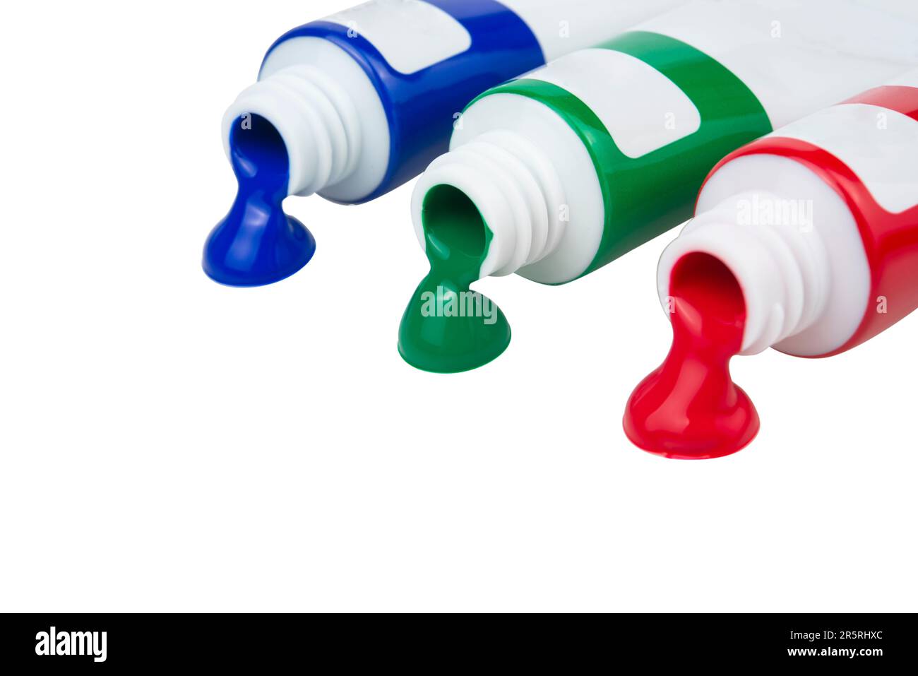 Set of rainbow tubes with color paint isolated on white background ...