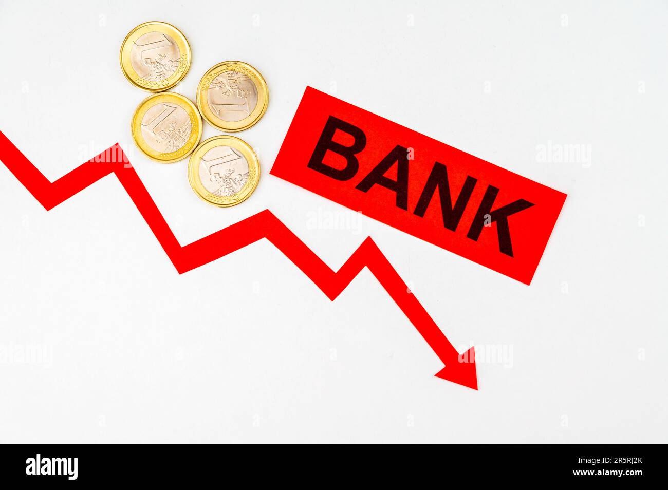 Descending red line, word Bank. Bank failure and economic and financial ...