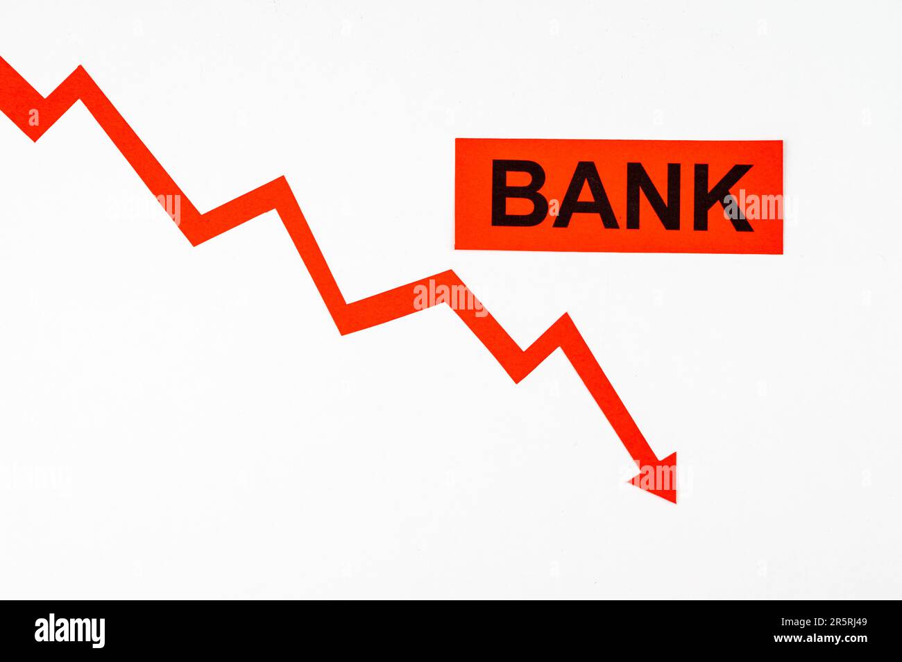 Descending red line, word Bank. Bank failure and economic and financial ...