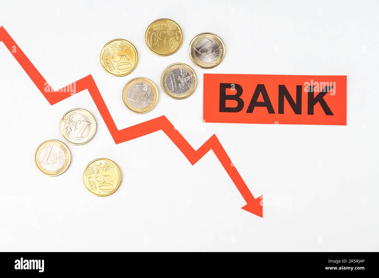 Descending red line, word Bank. Bank failure and economic and financial ...
