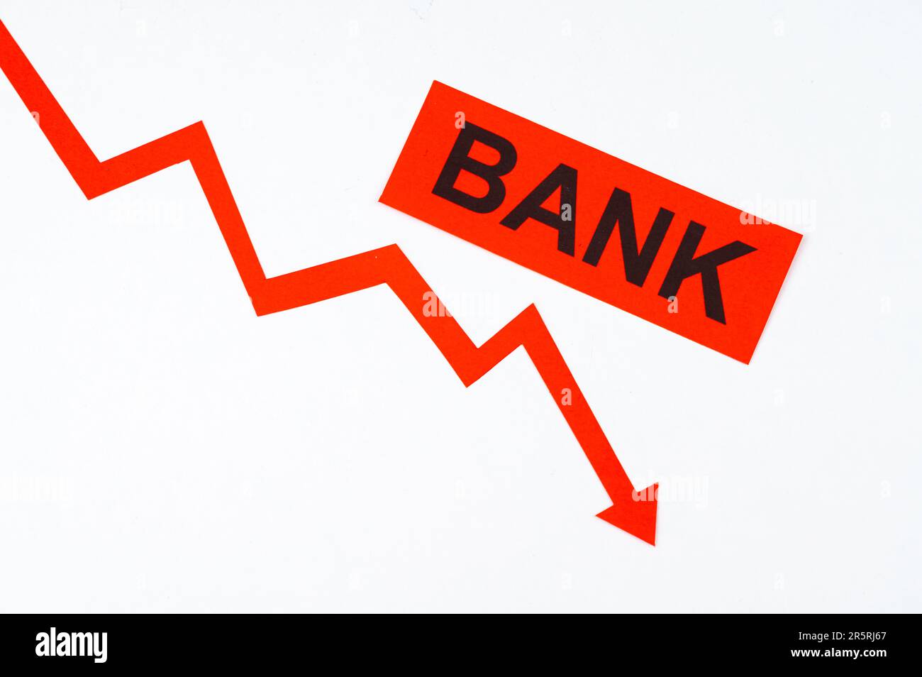 Descending red line, word Bank. Bank failure and economic and financial ...