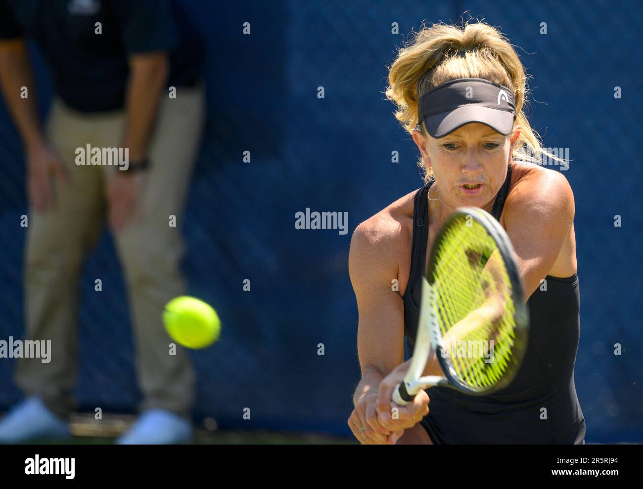 Emily Webley-Smith (GBR) playing in the first qualifying round of the ...